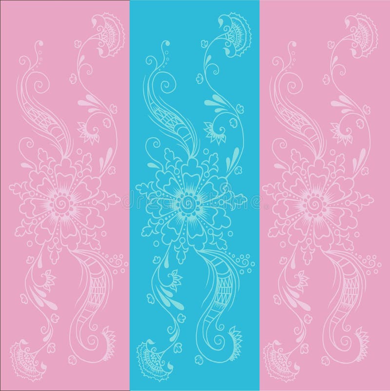 Floral Pattern in Three Colors Stock Illustration - Illustration of ...