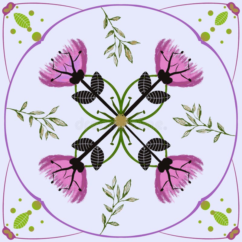 Floral Pattern Tile in Circular Design on White Background Stock Photo ...