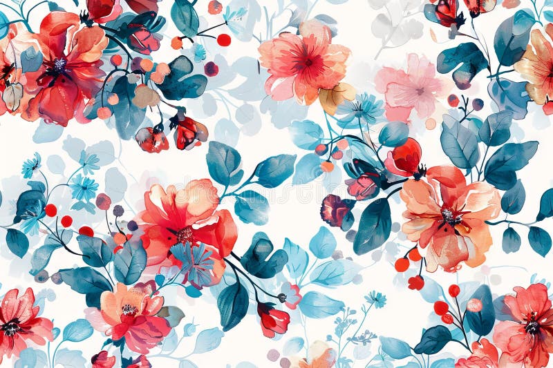 Floral Pattern with Transparent White Background Stock Illustration ...