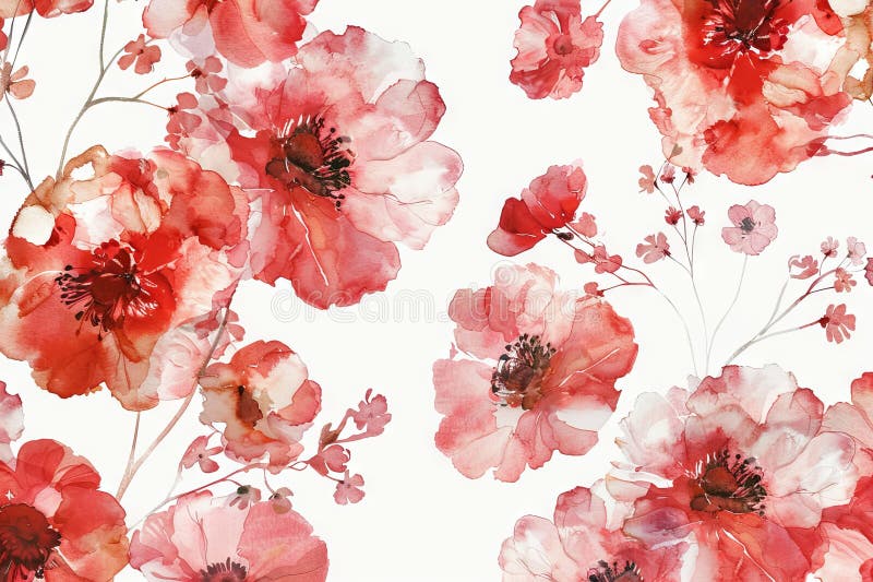 Floral Pattern with Transparent White Background Stock Illustration ...