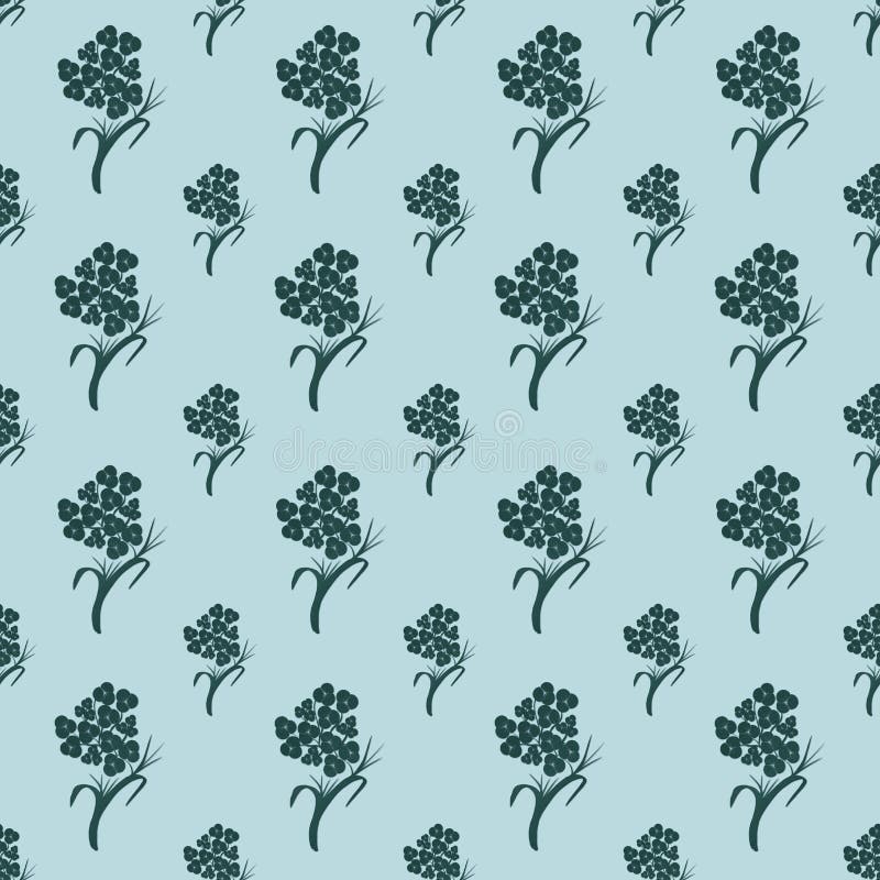 Floral Pattern with Turquoise Flowers Stock Illustration - Illustration ...