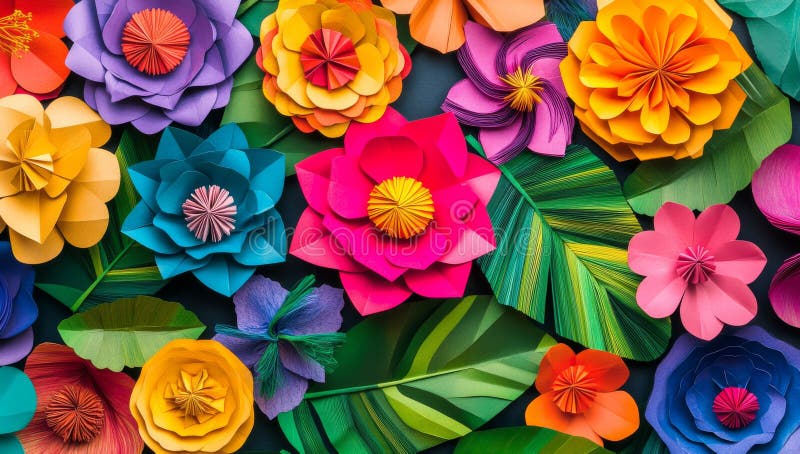 The Floral Pattern, Which Includes Paper Flowers in Various Dimensions ...