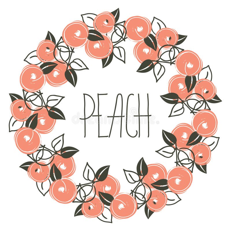 Floral Pattern with Wreath from Peach Stock Vector - Illustration of ...
