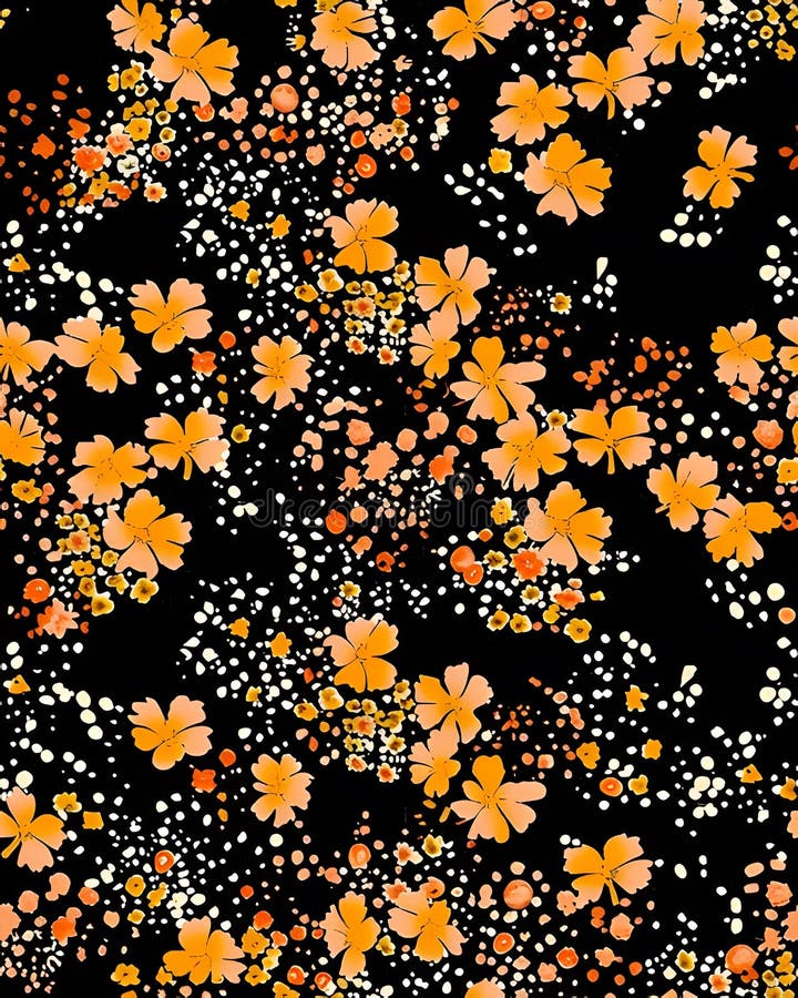 Floral Pattern with Yellow and Orange Flowers Stock Vector ...