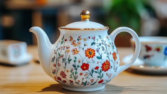 Floral patterned tea pot stock illustration. Illustration of patterned ...