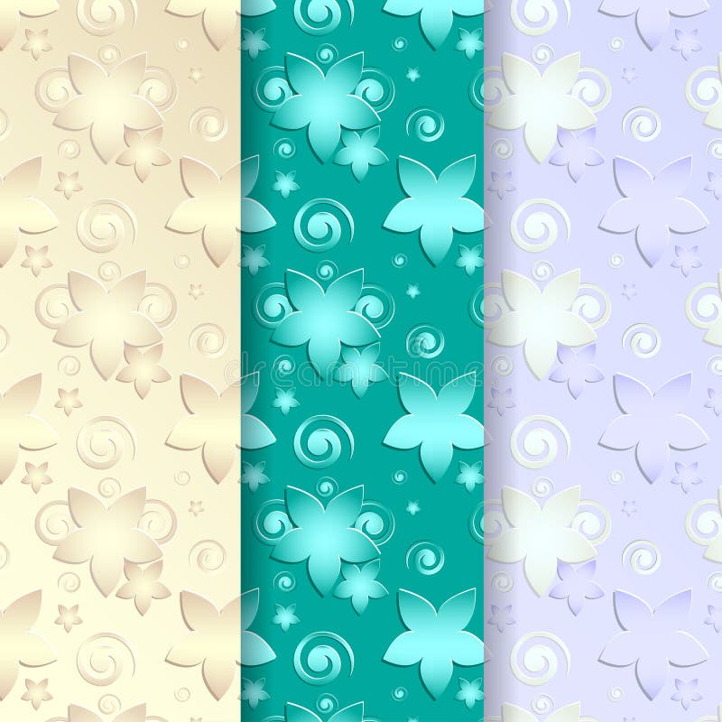Floral Patterns Beige, Turquoise, Blue Stock Vector - Illustration of ...