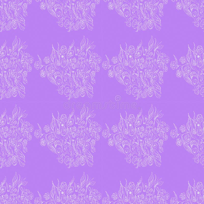 Floral Patterns, on a Lilac Seamless Background. Stock Illustration ...