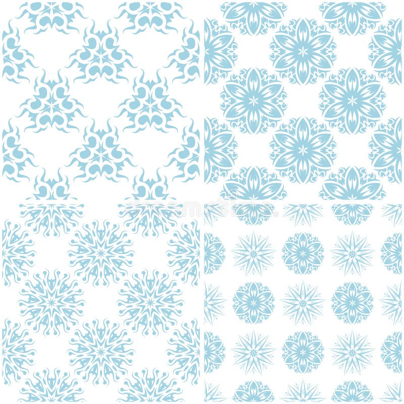 Floral Patterns. Set of Light Blue Elements on White Stock Vector ...