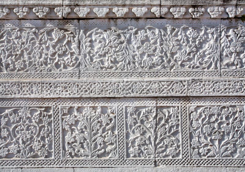 Floral Patterns on Texture of Ancient Temple Stock Image - Image of ...