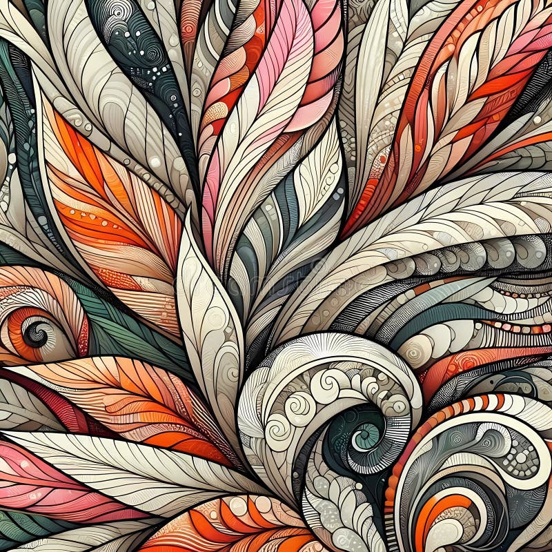 Floral Phoenix: Abstract Feathered Elegance Stock Illustration ...