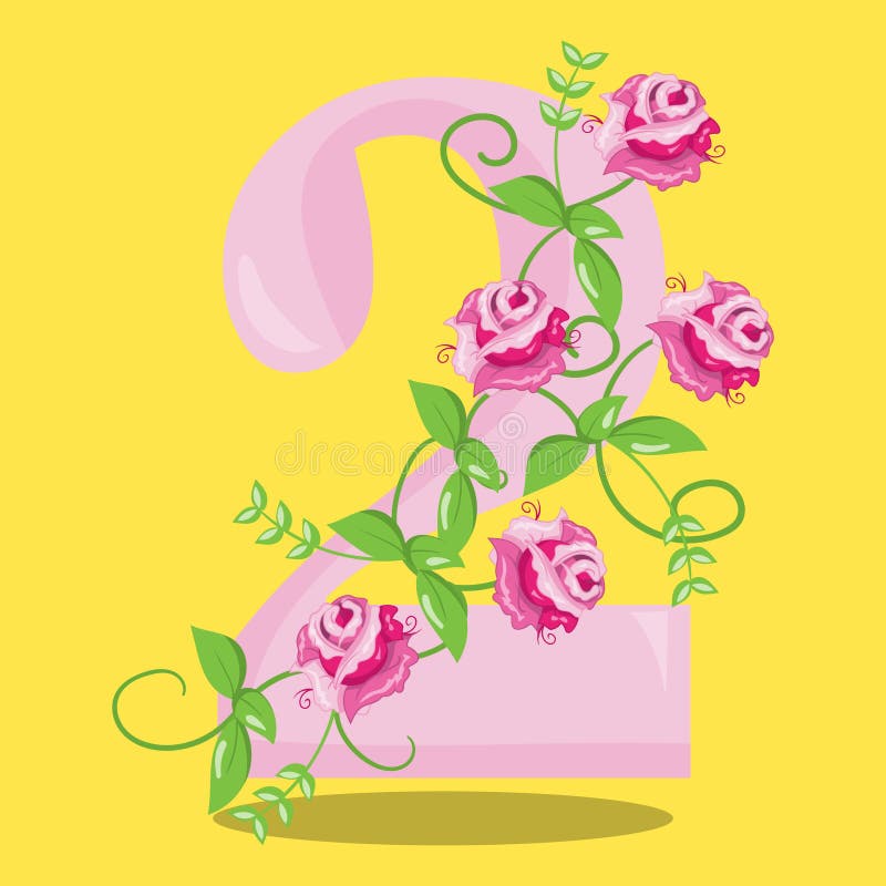 Floral pink number 02 stock vector. Illustration of number - 198986595