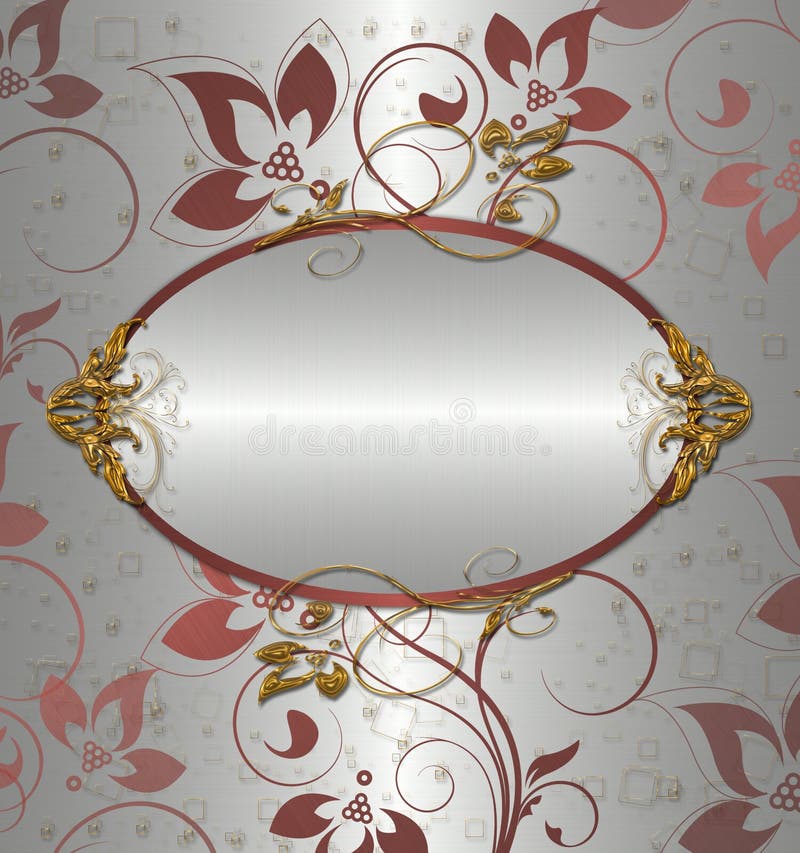 Floral Pink on the Silver Background Stock Illustration - Illustration ...