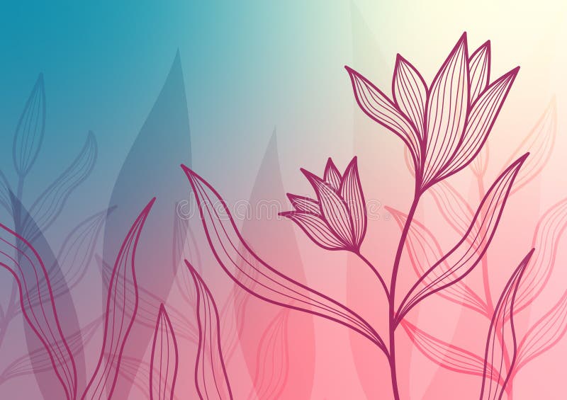 Floral Pink Soft Line Tropical Natural Background Stock Vector ...