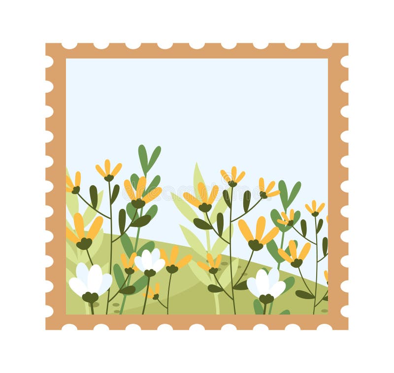 Floral Postage Stamp stock vector. Illustration of retro - 275436322