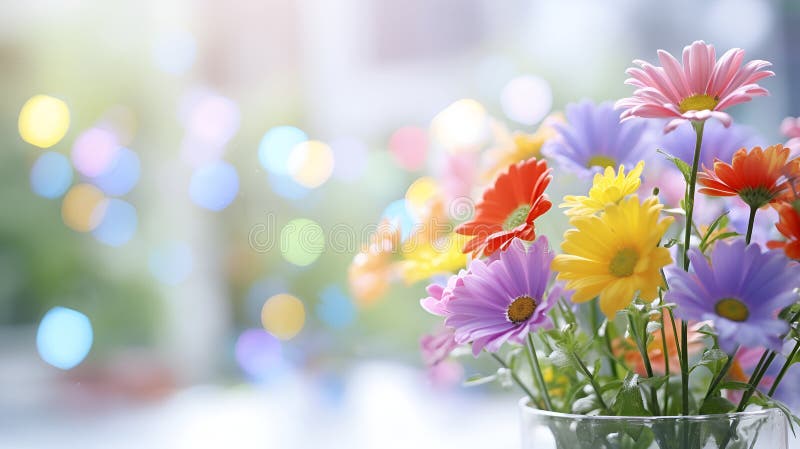 Floral PPT Background, Blurry Product Display with Spring Flowers Stock ...