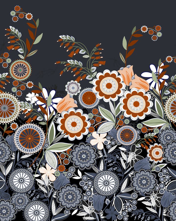 Floral Pretty Border Seamless Surface Pattern Textile Design Stock ...