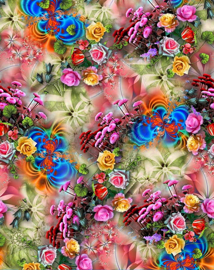 Beautiful Flower Pattern, Floral Colorful Seamless Allover Design ...