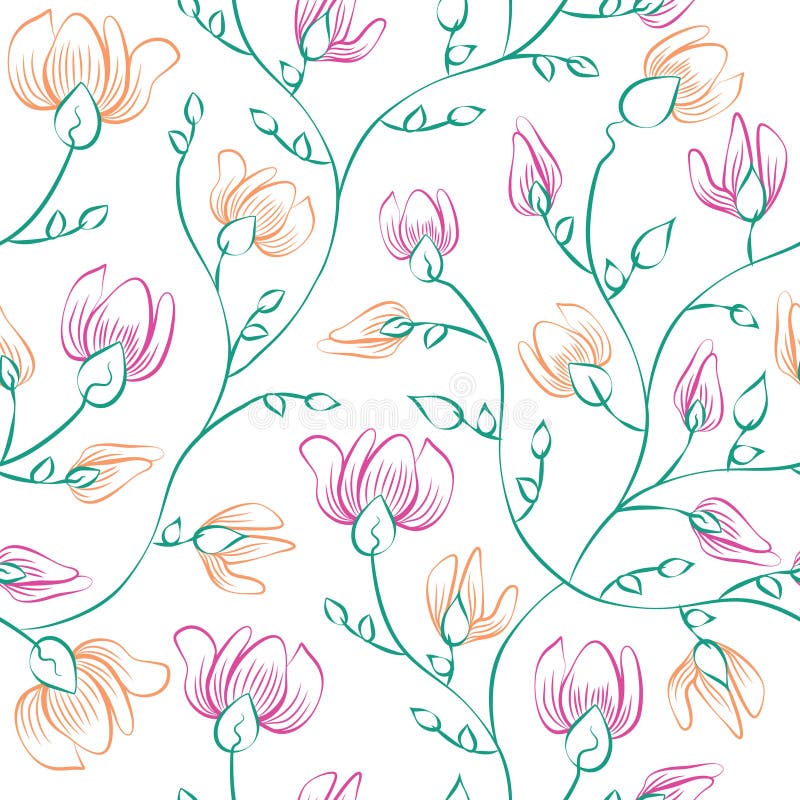 Floral Print Seamless Background Stock Vector - Illustration of natural ...