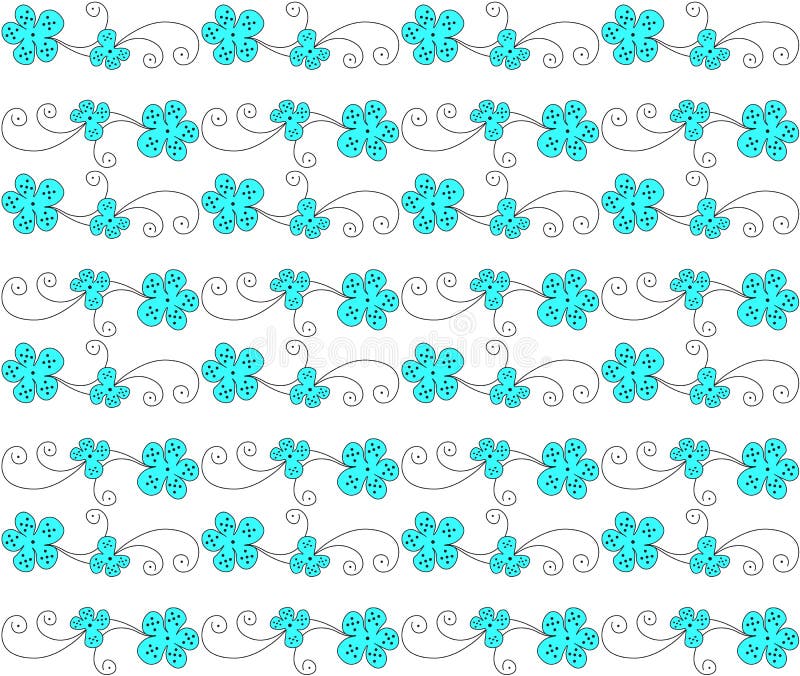 Floral Raw Design Abstract Seamless Pattern - Blue Stock Illustration ...