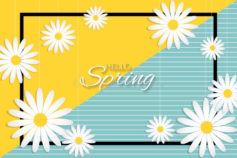 Floral Rectangle Frame of Spring Frame with White Flowers and Hello ...