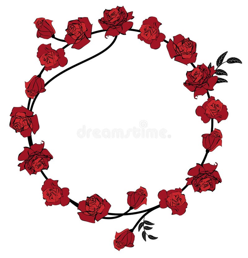 Floral red roses frame stock vector. Illustration of romance - 54832829