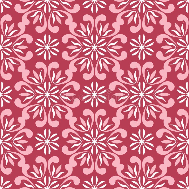 Floral Red Seamless Background with Beige Pattern Stock Vector ...