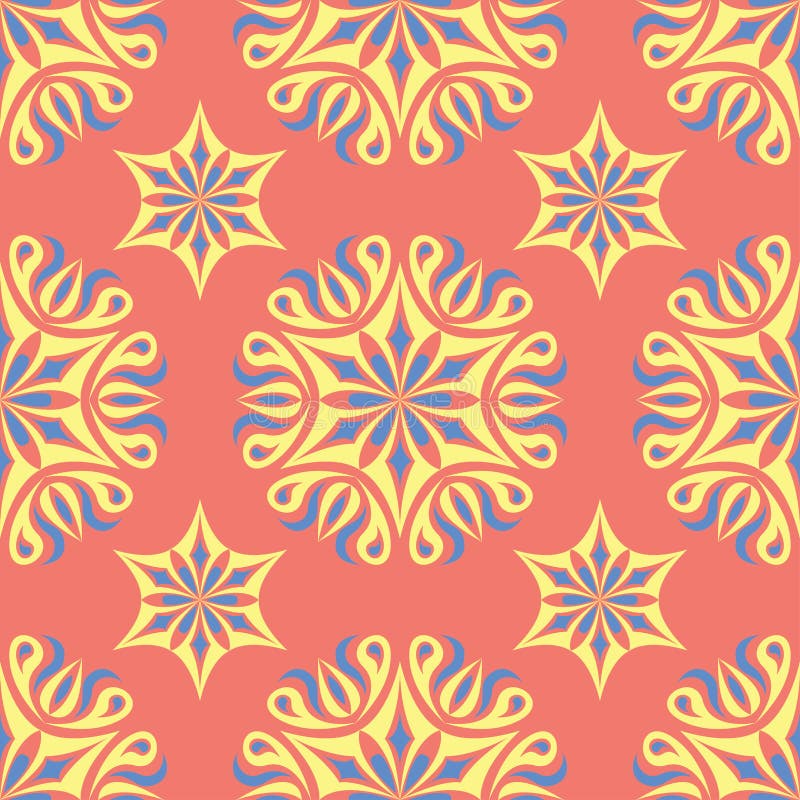 Floral Red Seamless Pattern. Bright Colored Background with Yellow and ...