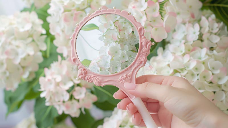 Floral Reflection in Vintage Mirror Stock Image - Image of pastel ...