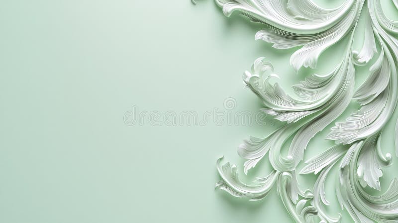 Floral Relief Pattern on Light Green Background Stock Image - Image of ...