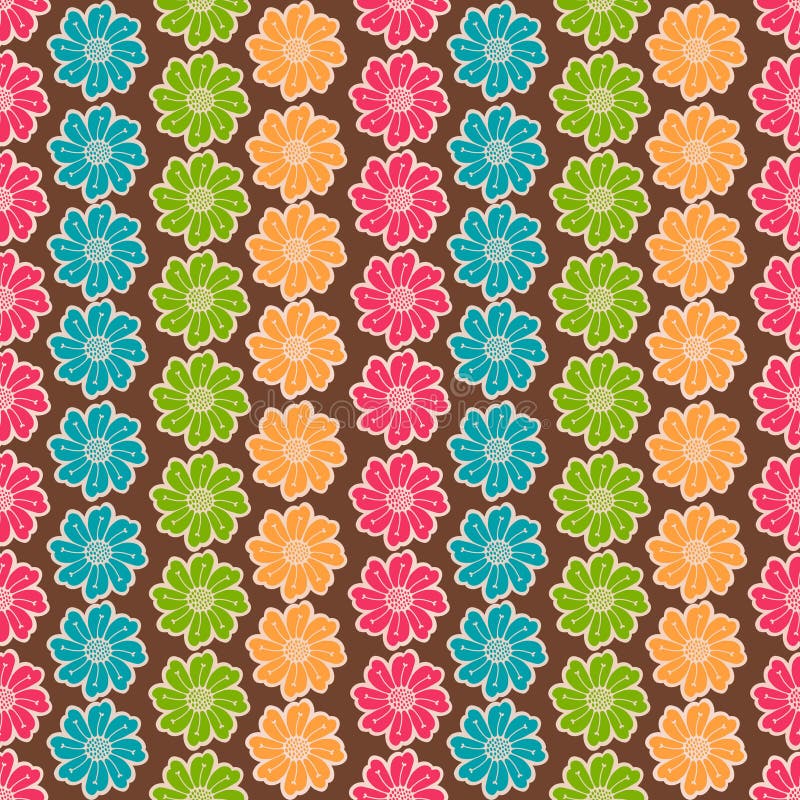 Floral Repeat Pattern on Brown Background, Seamless Daisy Pattern for ...
