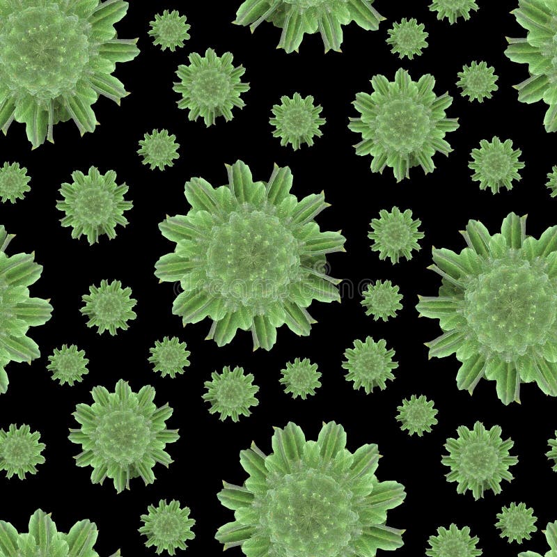 Floral Repeat Pattern. Green Flower on Black Background Stock ...