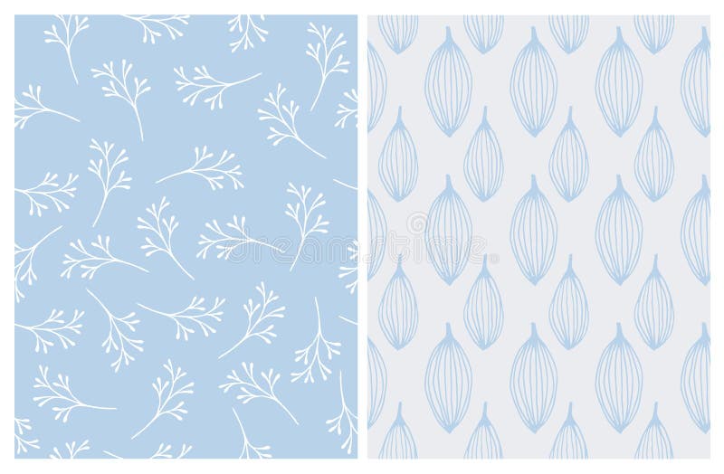 Floral Repeatable Patterns. Pastel Colors. Hand Drawn Abstract Leaves ...