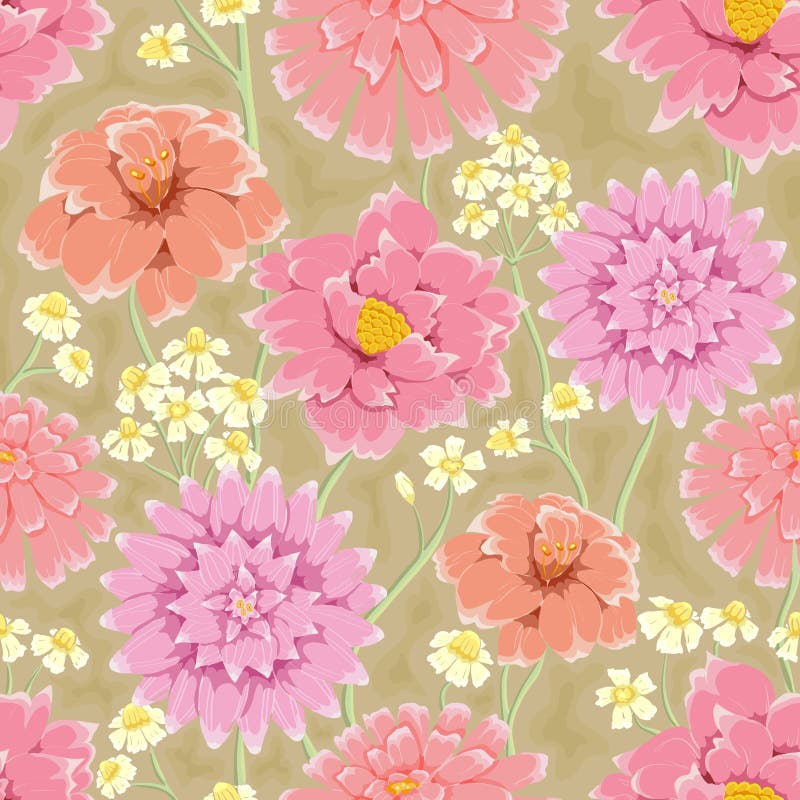 Floral repeating wallpaper stock vector. Illustration of blossom - 21496926