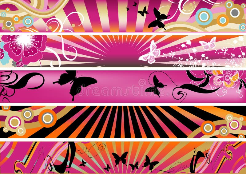 Floral retro banners stock illustration. Illustration of blossom - 9902498