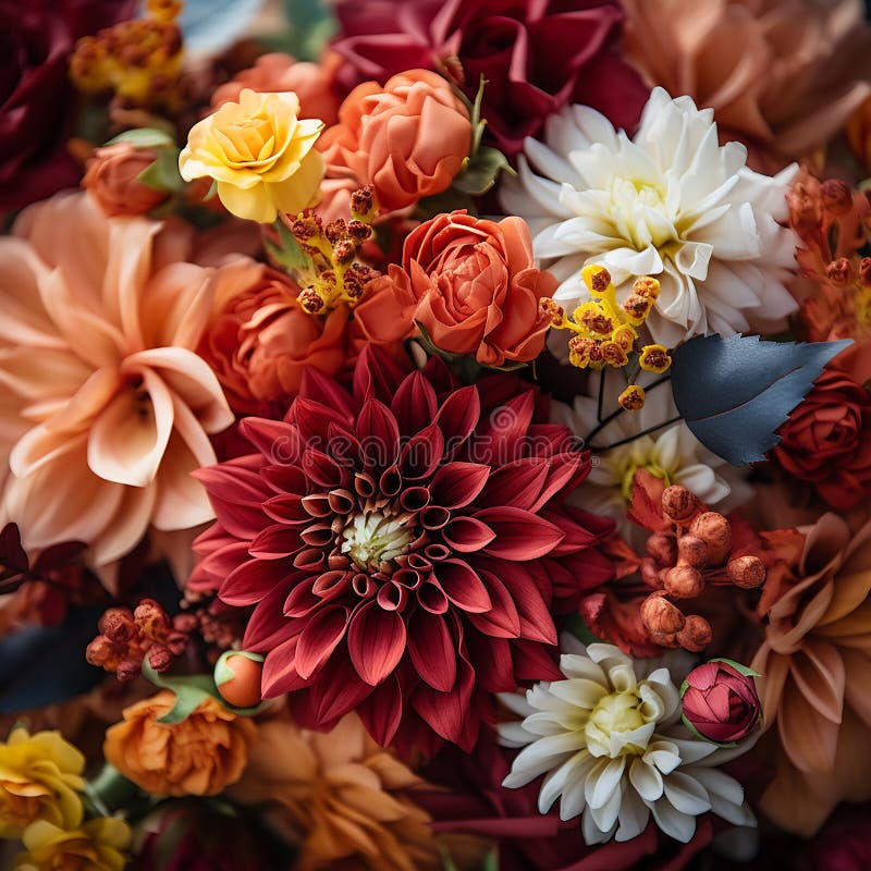 Autumn Inspired Floral Bunch. Stock Illustration - Illustration of ...