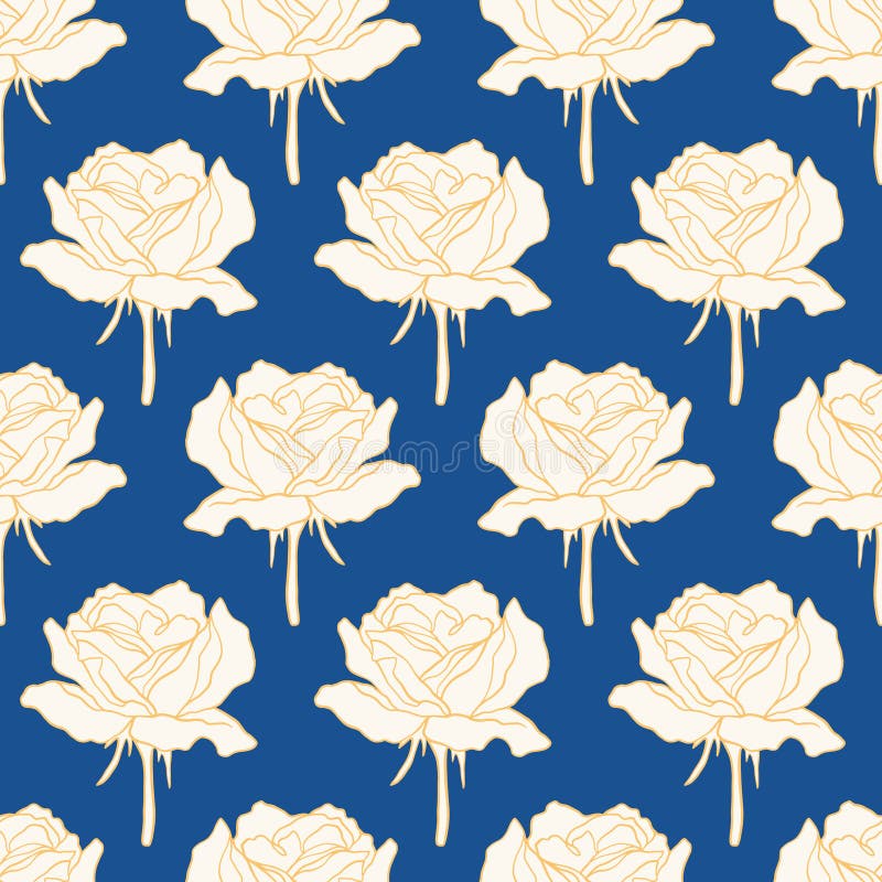 Floral Rose Hand Drawn Seamless Pattern Background Stock Illustration ...