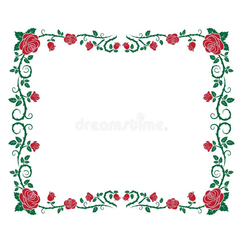Floral Rose Square Frame Template Stock Vector - Illustration of ...