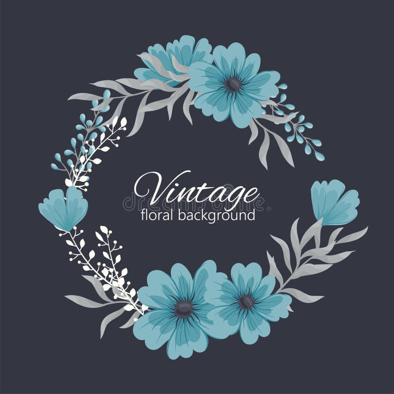 Floral Circle Border - Blue Circle Frame with Flowers Stock ...