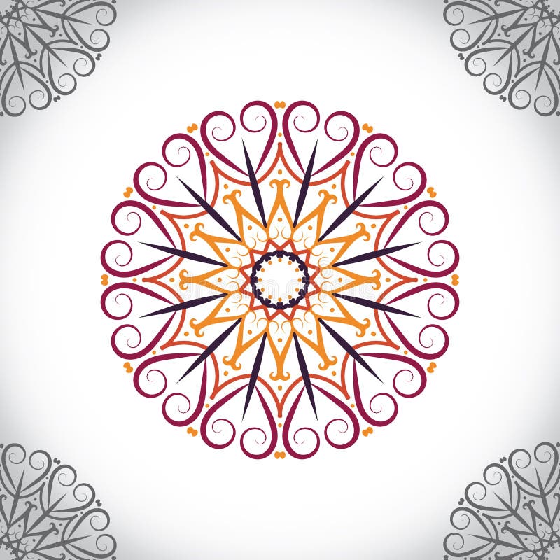 Floral Round Decorative Symbol. Vintage Decorative Elements Stock ...