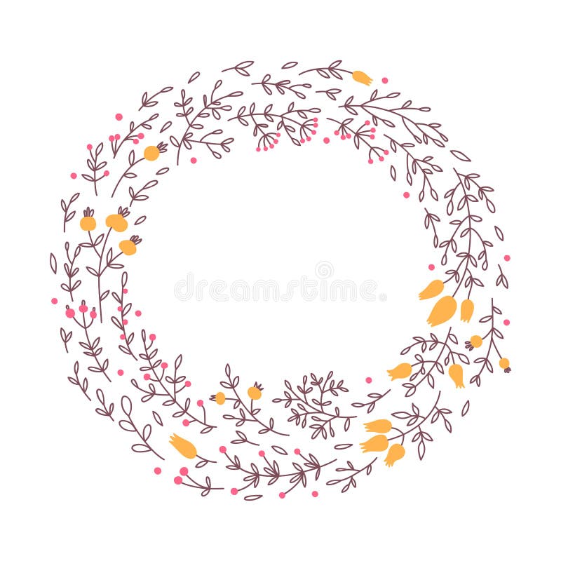 Floral Round Frame. Floral Wreath in Vector. Stock Vector ...