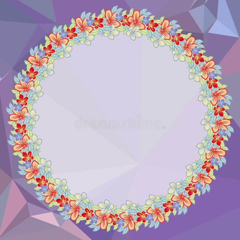 Floral Round Frame on a Mosaic Background Stock Vector - Illustration ...