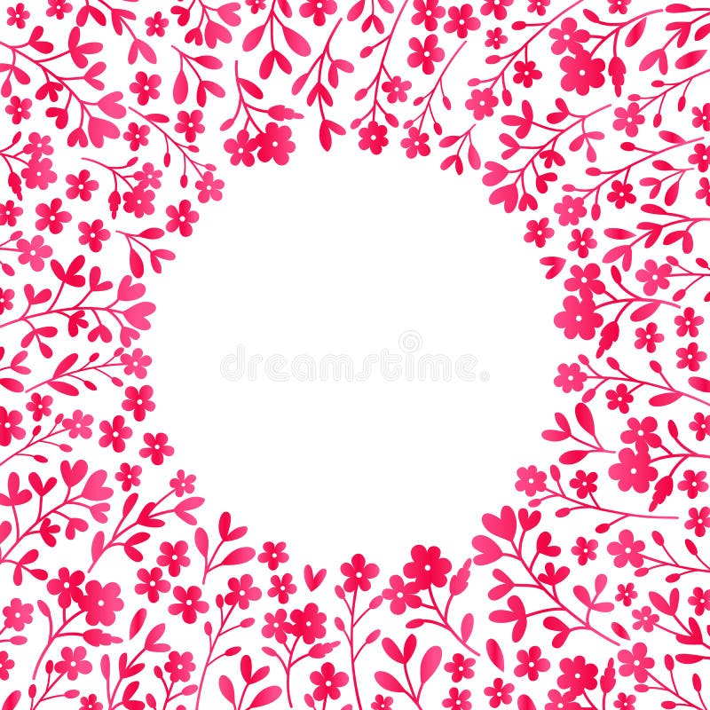 Floral Round Frame of Pink Flowers. Vector Illustration. Stock Vector ...