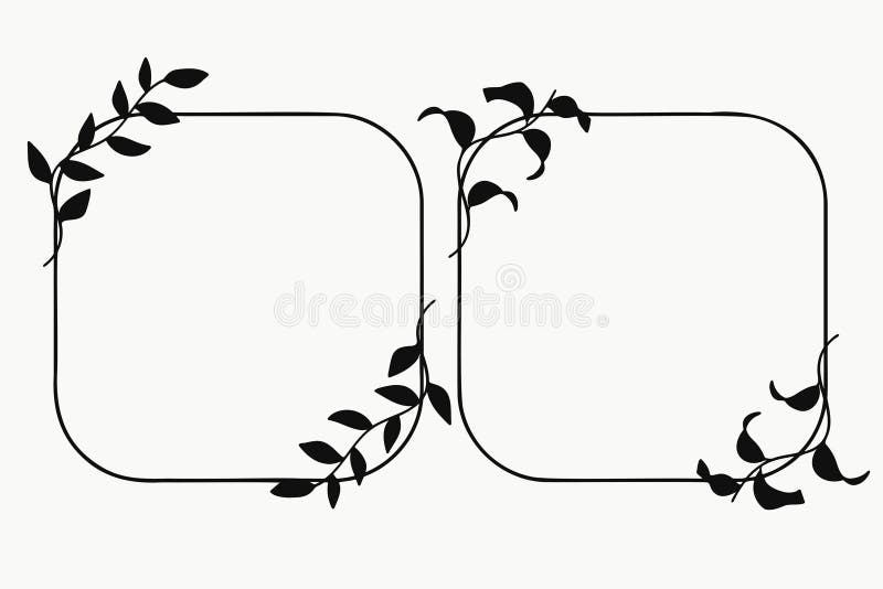 Floral Round Silhouette Frame Design Collection Stock Illustration ...