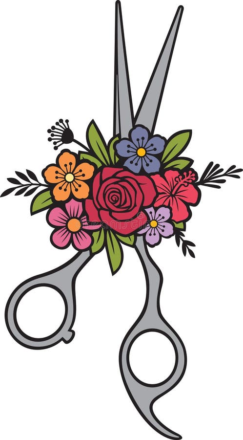 Floral Scissors Color Vector Stock Vector - Illustration of girl ...