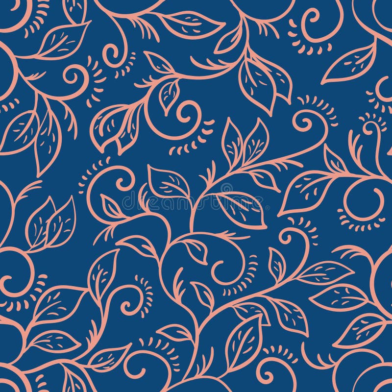 24062801 Floral Scribble Seamless on Blue Background Stock Vector ...