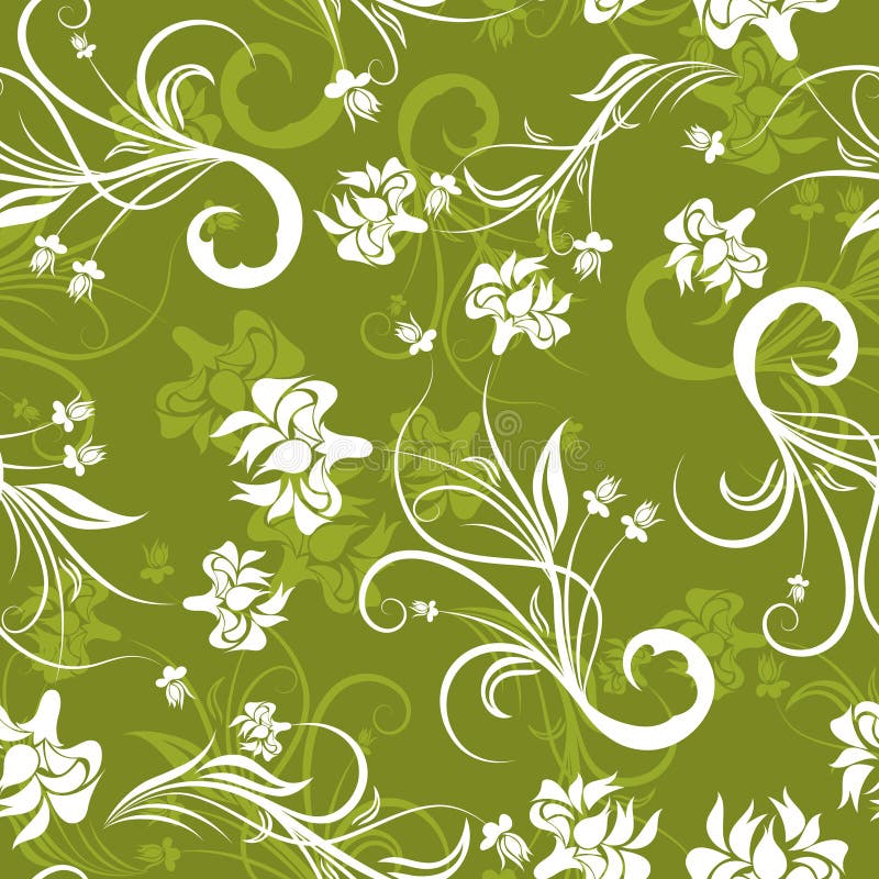 Seamless Green Floral Pattern Stock Vector - Illustration of repeating ...