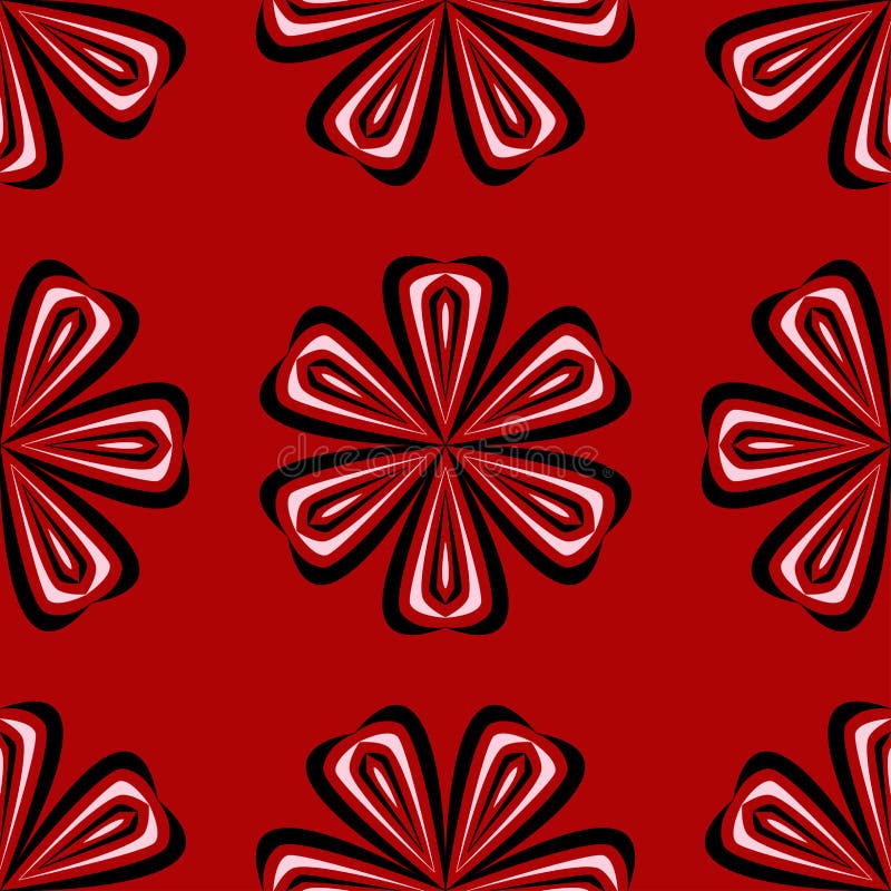 Floral Seamless Background. Black and White Flower Pattern on Red Stock ...