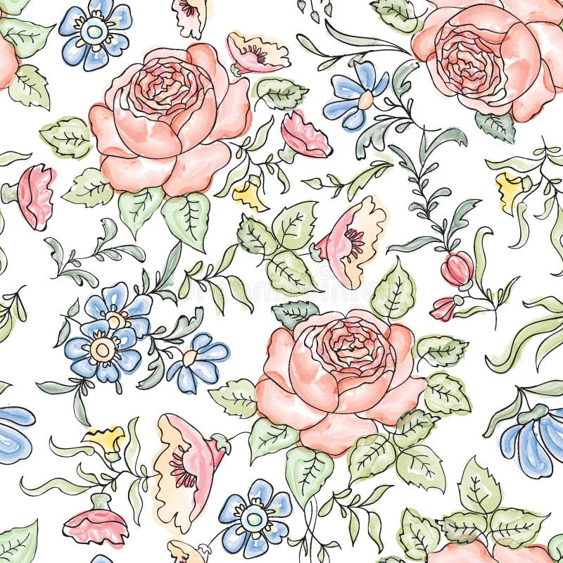 Floral Seamless Background. Flower Pattern. Stock Illustration ...
