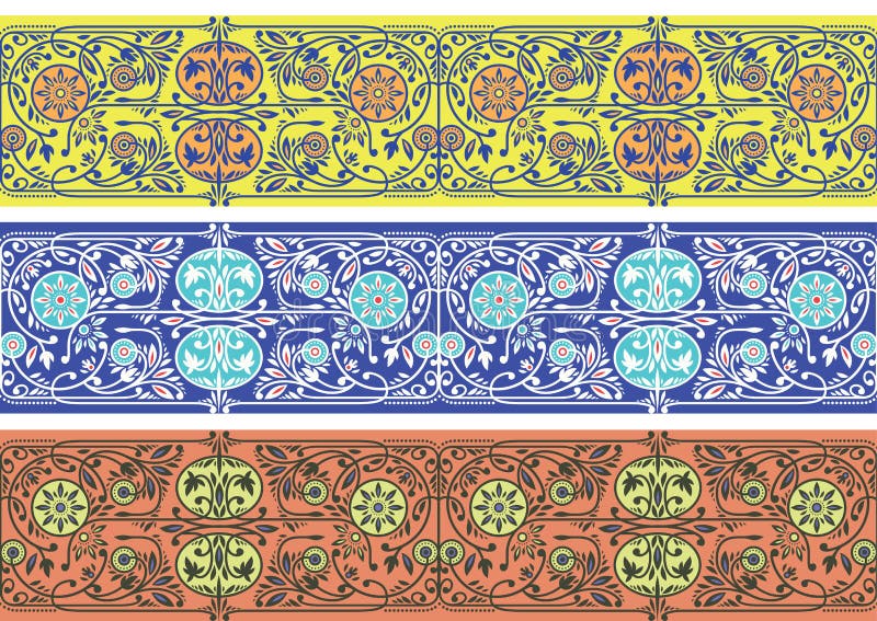 Floral Seamless Borders Collection Stock Illustration - Illustration of ...