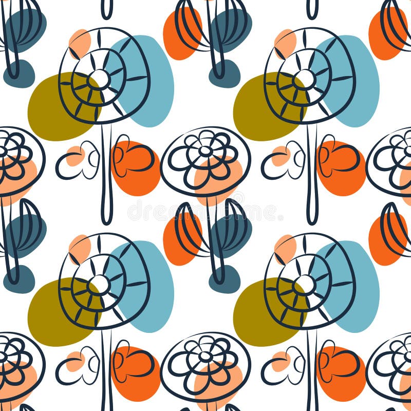 Floral Seamless Pattern As Scandinavian Textile Design. Poppy Field ...